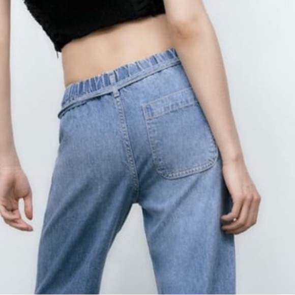 Zara | Jeans | Zara Trf Elastic Waist Denim Pants | Poshmark